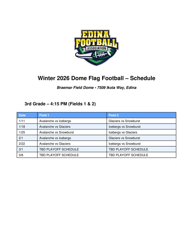 Winter Schedule